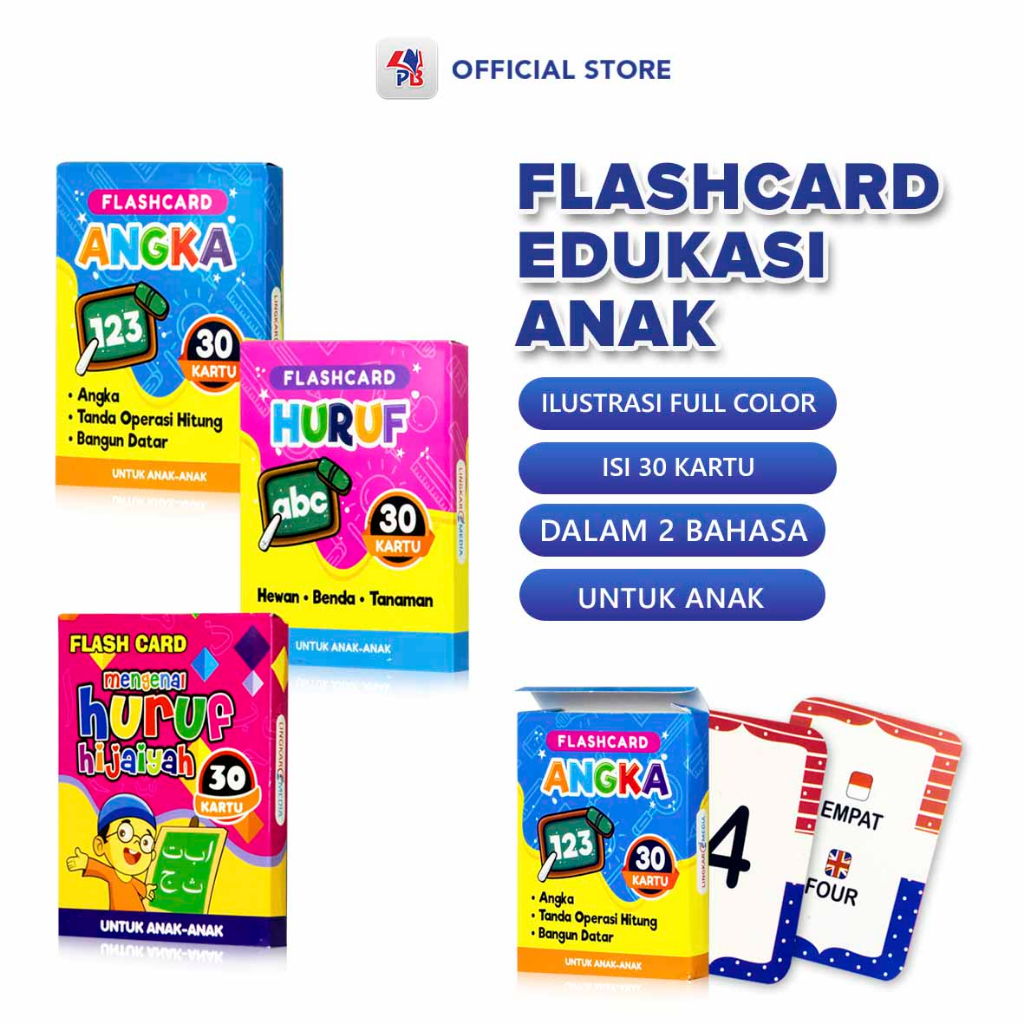 Jual flash card edukasi anak : Angka 1 2 3 Isi 30 Kartu / Huruf ABC Isi ...