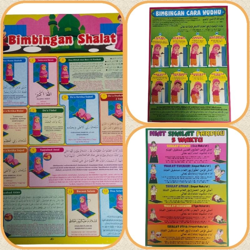 Jual Paket 3 Lembar Poster Edukasi Belajar Sholat Anak Perempuan l ...