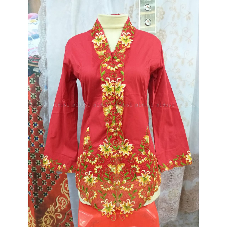 Jual KEBAYA ENCIM BORDIR WARNA / KEBAYA ENCIM FORMAL - Merah | Shopee ...