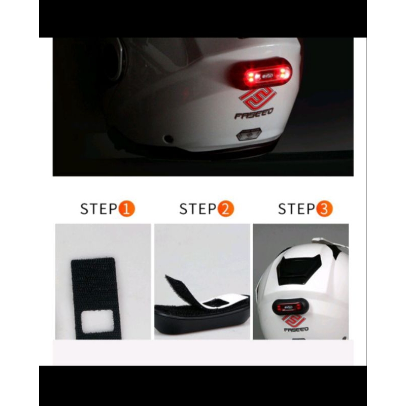 Jual Lampu led helm recharger waterproof / helmet safety warning light ...