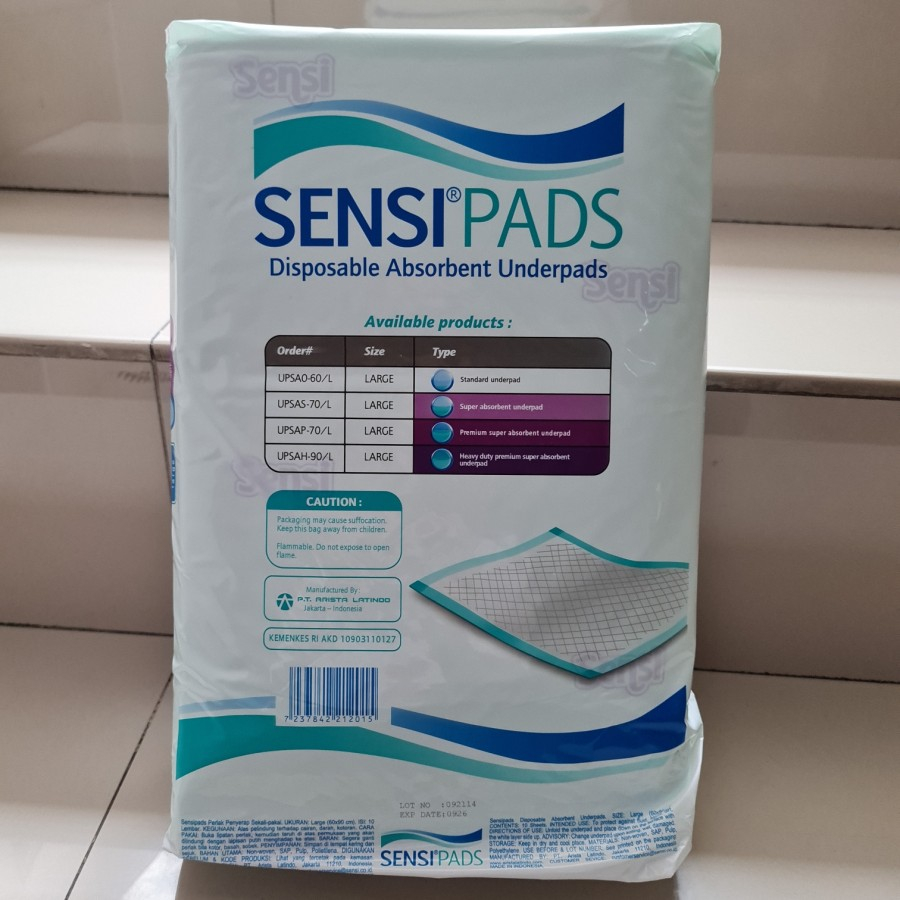 Jual Sensi Pads Size L (60x90cm) isi 10 Underpads (Perlak Sekali Pakai ...