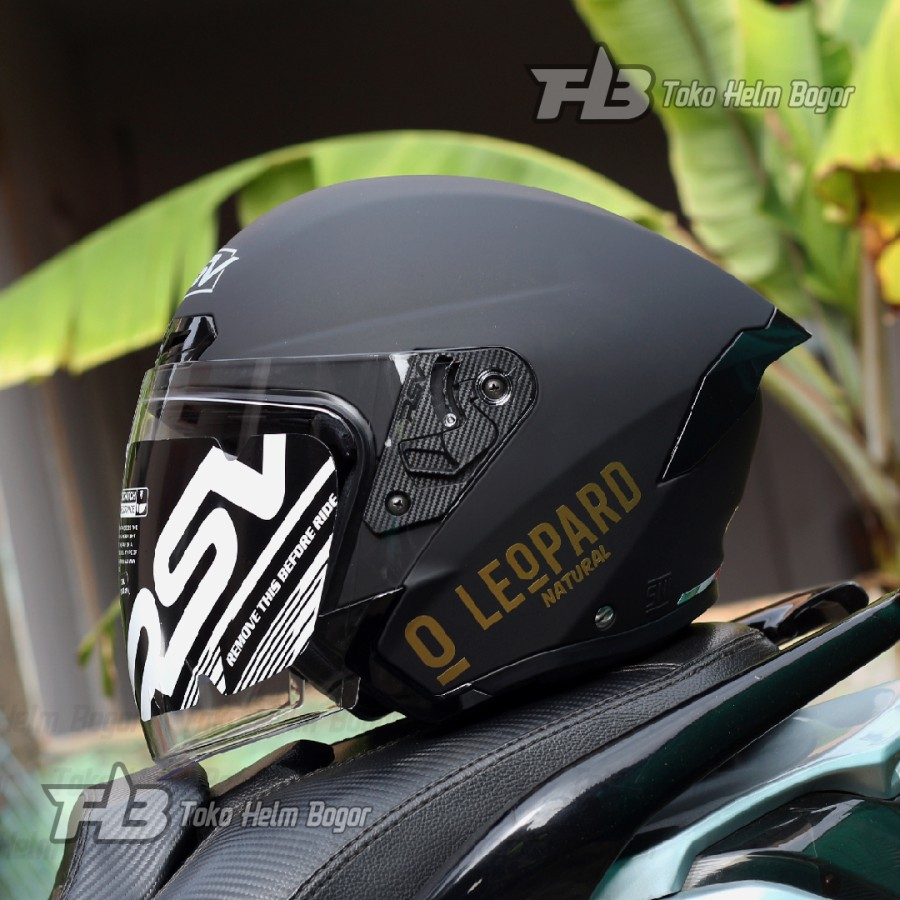 Jual HELM RSV New Wintail BLACK DOF Leopard GOLD HELM HALF FACE RSV ...