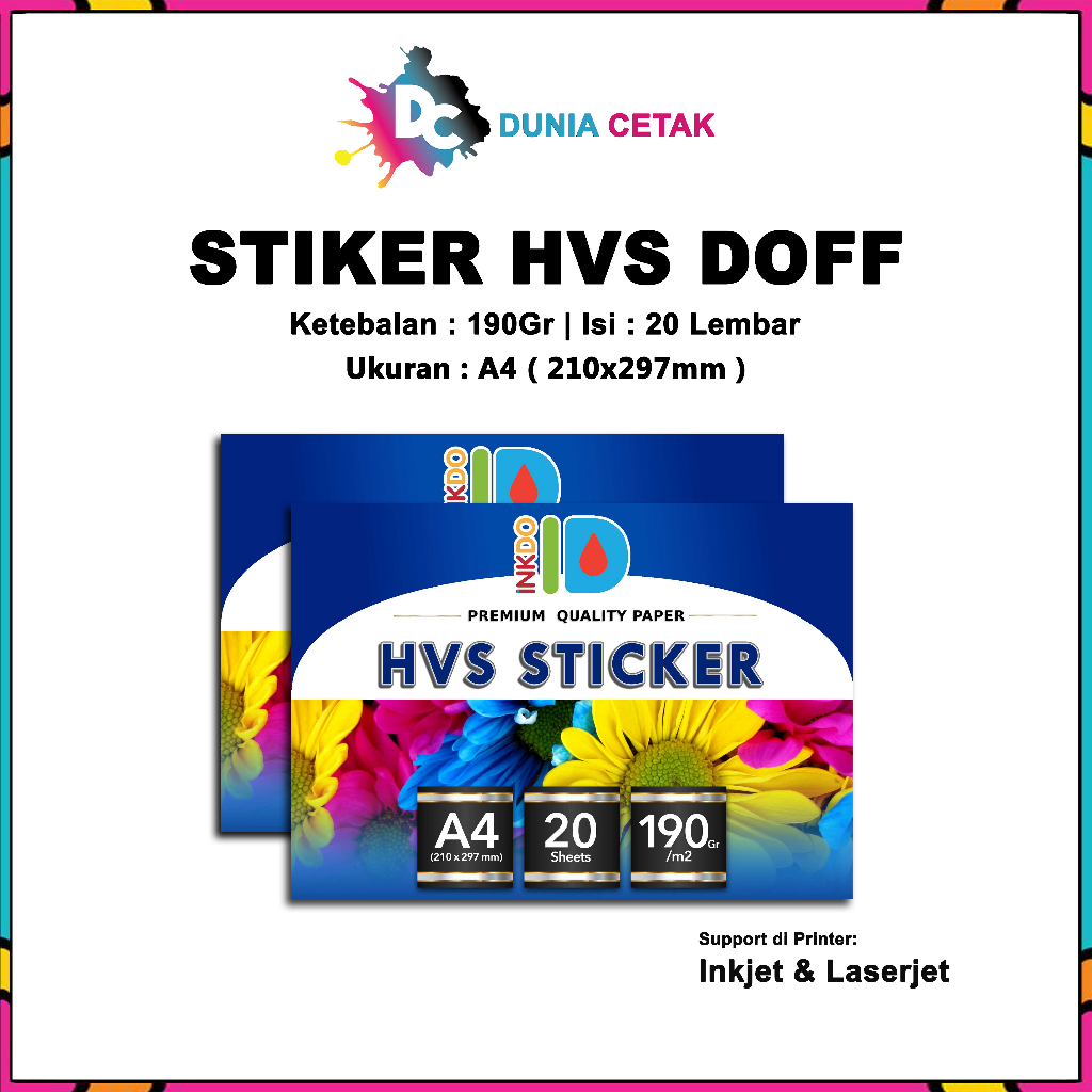 Jual Kertas HVS Sticker Matte A4 - 20 Lembar / Kertas Stiker Doff ...