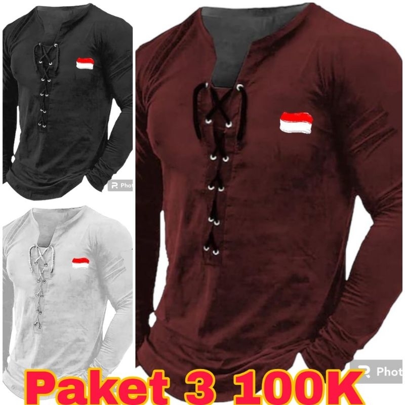Jual NO - Paket Hemat 3 Pcs 100K Kaos Lengan Panjang V Neck Tali ... Jual NO - Paket Hemat 3 Pcs 100K Kaos Lengan Panjang V Neck Tali ...