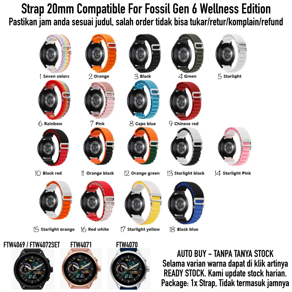 Jual CAL Tali Jam Tangan 20mm Untuk Fossil Gen 6 Wellness Edition ...