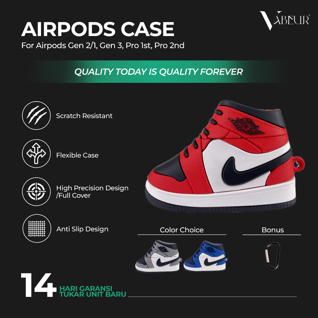 Jual Nike jordan red Desain Airpods Case Untuk Airpods 1/2/pro 1 2 2nd ...