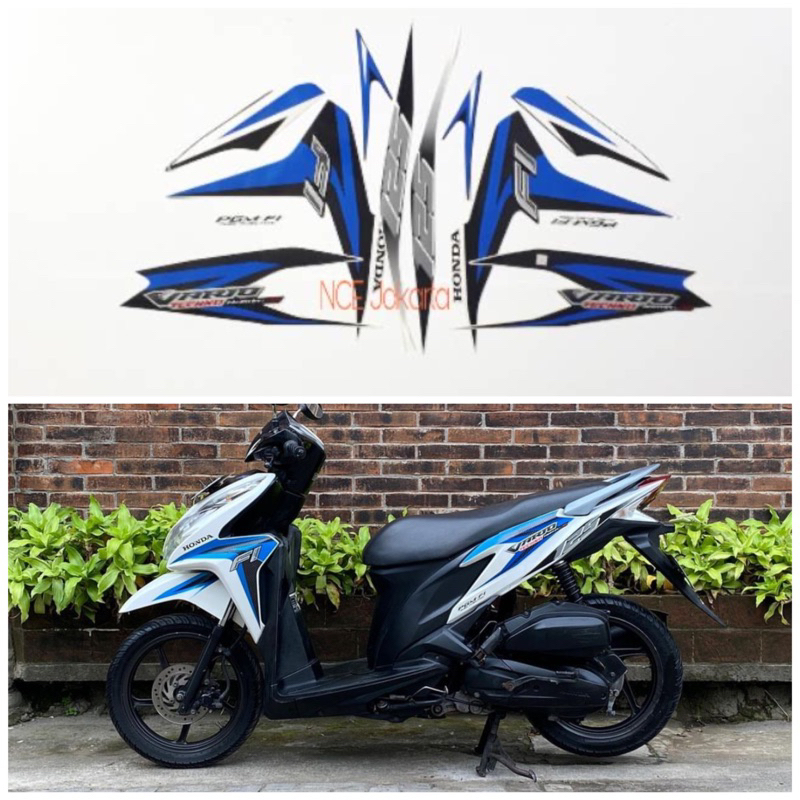 Jual STIKER STRIPING VARIO TECHNO 2012 PUTIH BIRU | Shopee Indonesia