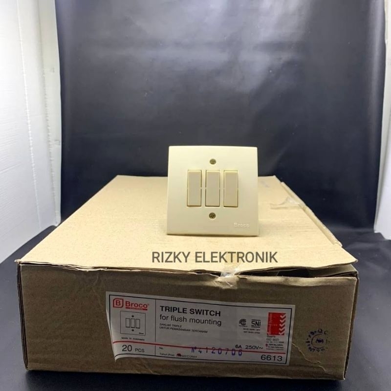 Jual Saklar Triple BROCO 3 Gang Switch IB Inbow 6613 | Shopee Indonesia