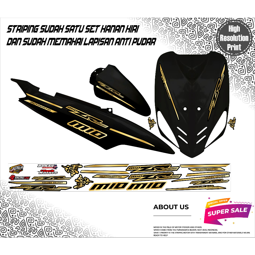 Jual striping sticker variasi mio sporty/smile mio zr gold | Shopee ...
