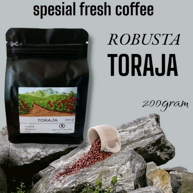 Jual 200gram biji/bubuk kopi robusta Sulawesi toraja robusta coffee ...