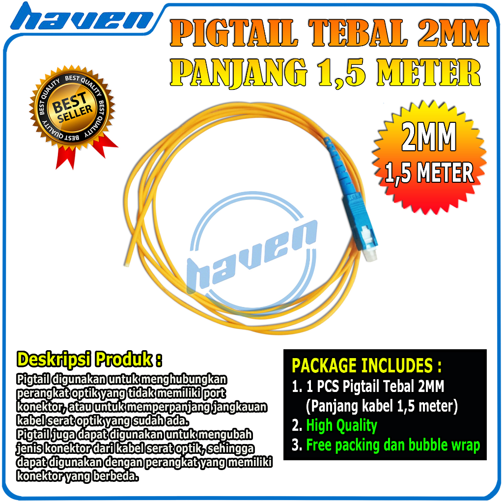 Jual Pigtail SC UPC Panjang 1,5M 2MM / Kabel Pigtail SC UPC 2 MM ...