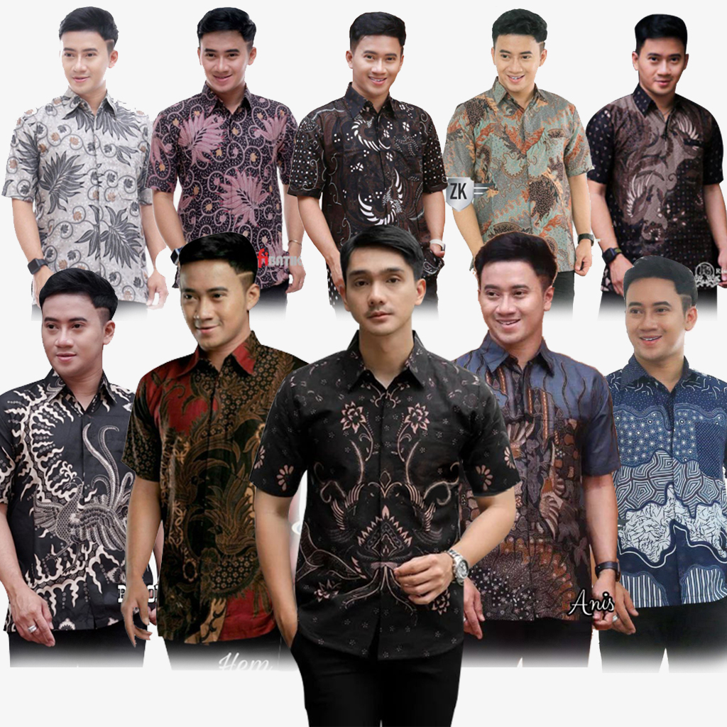 Jual baju batik pria lengan pendek terlaris M L XL Kemeja batik pria ...