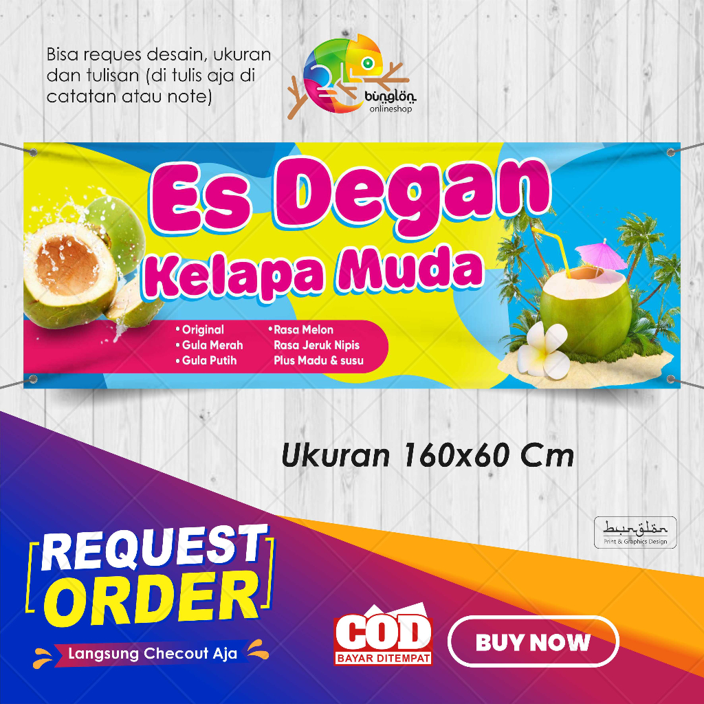 Jual Size 160x60 Spanduk Banner Es Degan Kelapa Muda Model Biru ...