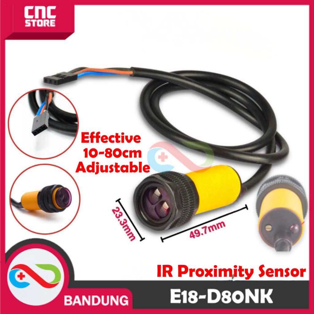 Jual E18-D80NK SENSOR JARAK ADJUSTABLE INFRARED SENSOR SWITCH 10-80CM ...