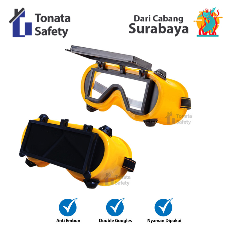 Jual Kaca Mata Las Buka Tutup Tonata / Safety Welding Goggles | Shopee ...