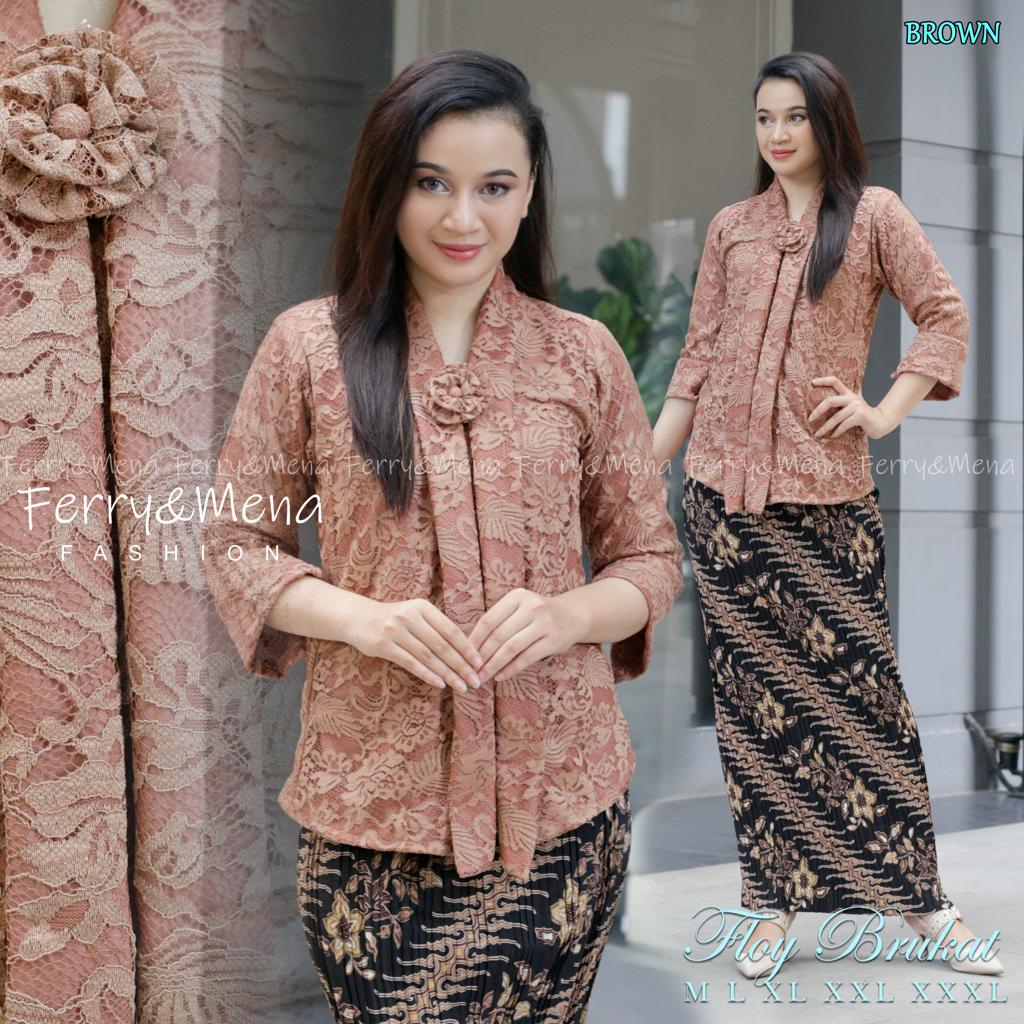 Jual Setelan Dan Atasan kebaya Brukat FLOY rok plisket panjang kebaya ...
