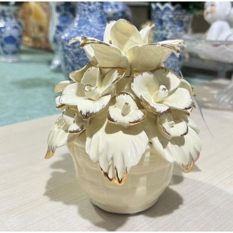 Jual Pajangan hias bunga itali mini cream B keramik | Shopee Indonesia
