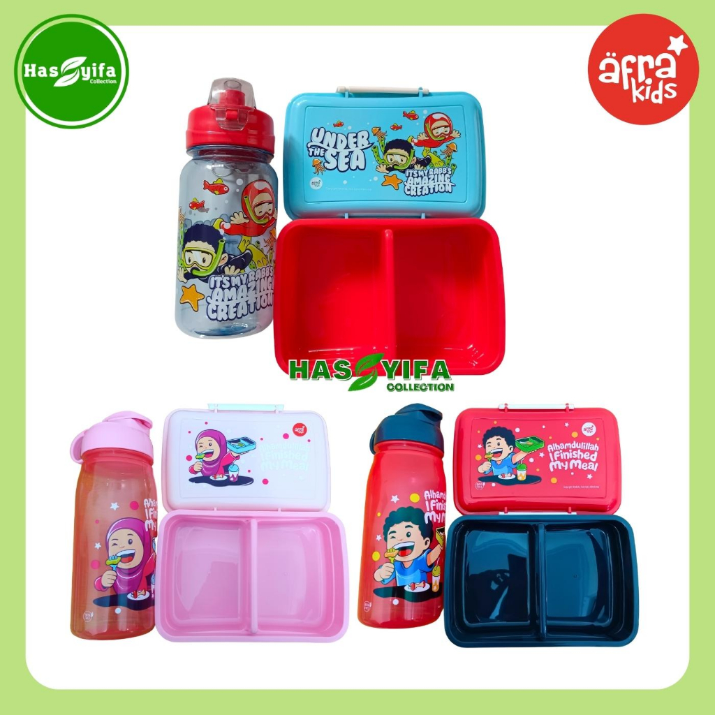Jual Lunch Set Afrakids Kotak Makan Anak Plus Botol Minum Anak / Lunchset Afrakids / Lunch Box ...