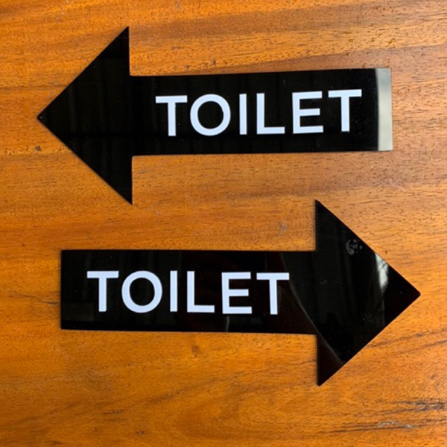 Jual Papan Sign Petunjuk Arah Tulisan Toilet Bentuk Panah Bahan Acrylic ...
