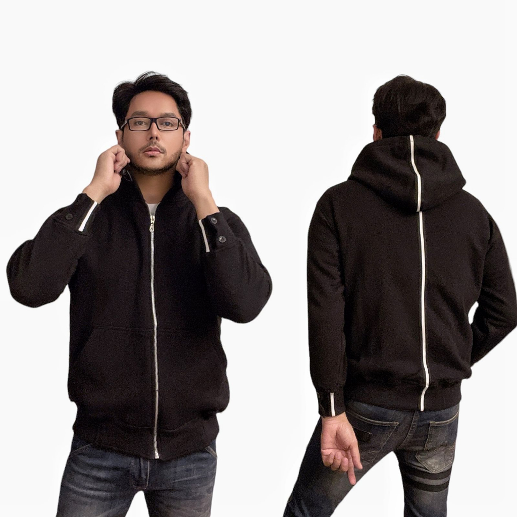 Jual Jacket hitam stripe putih | Shopee Indonesia