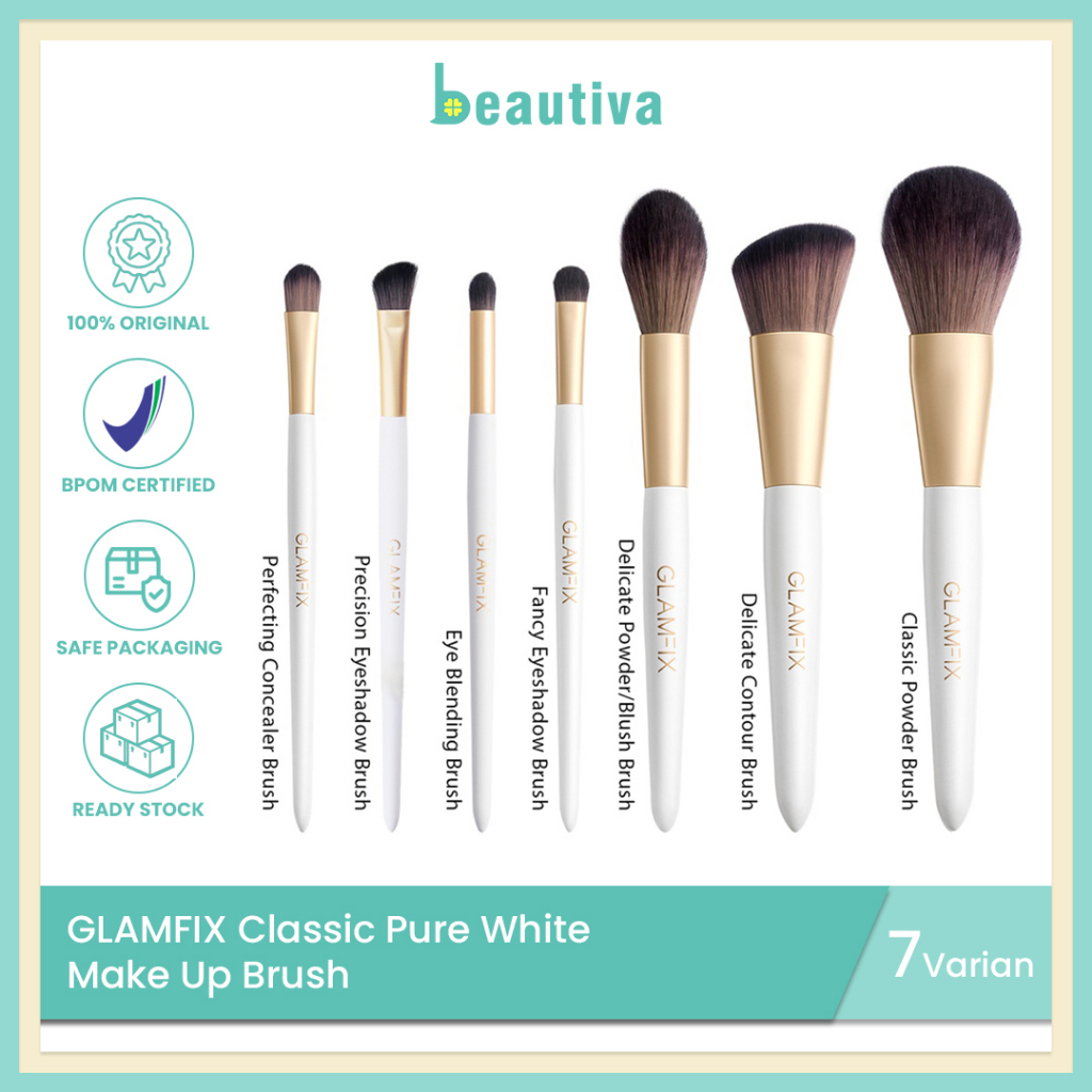 Jual GLAMFIX Classic Pure White Makeup Brush | Shopee Indonesia