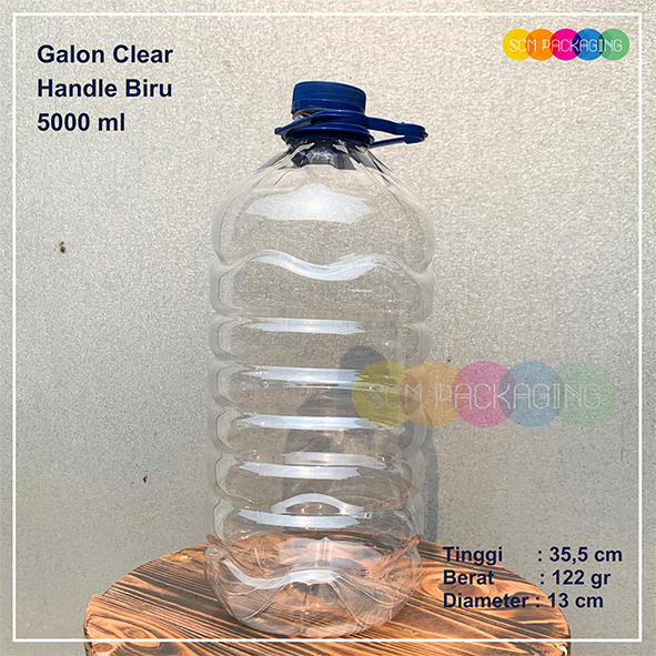 Jual GALON MINI 5 LITER 5000ML 5000 ML 5LITER CLEAR HANDLE PET ...
