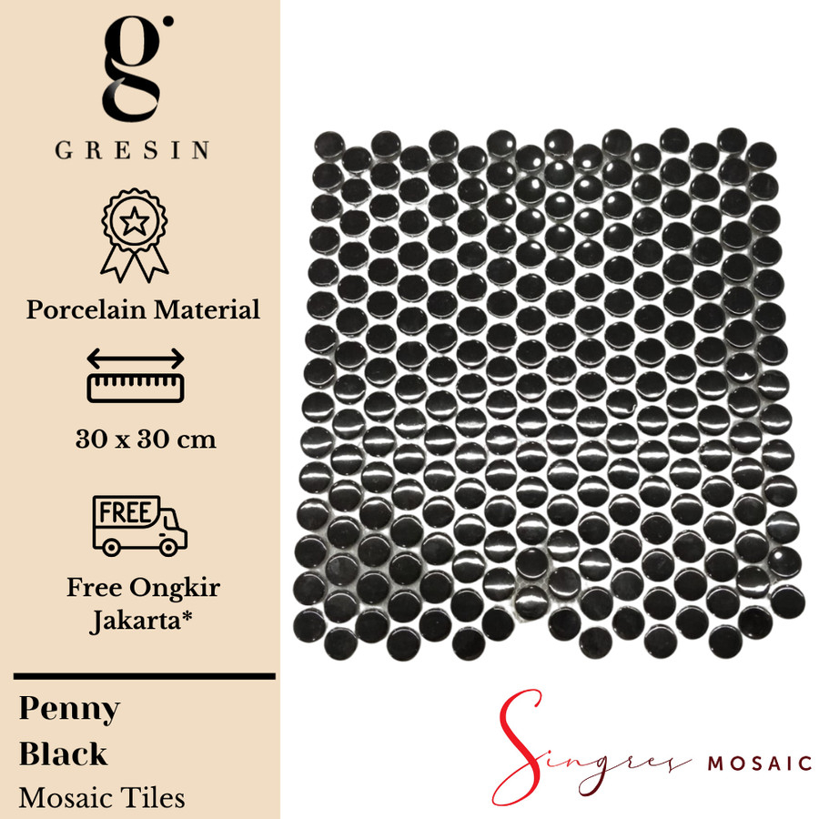 Jual Black Penny Singres Mosaic Tiles | Mosaic Keramik | Shopee Indonesia