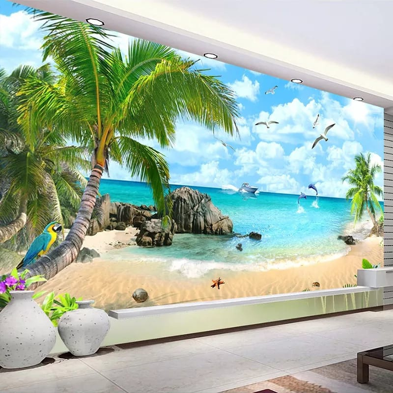 Jual PROMO WALLPAPER PANTAI 3D- CETAK WALLPAPER PANTAI TERMURAH ...