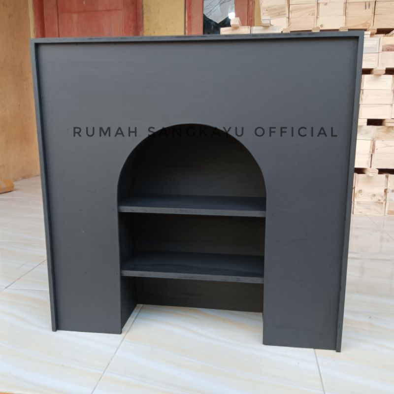 Jual Mini Meja Perapian 2 Susun 60x60cm Black Rak Vas Bunga Aesthetic ...