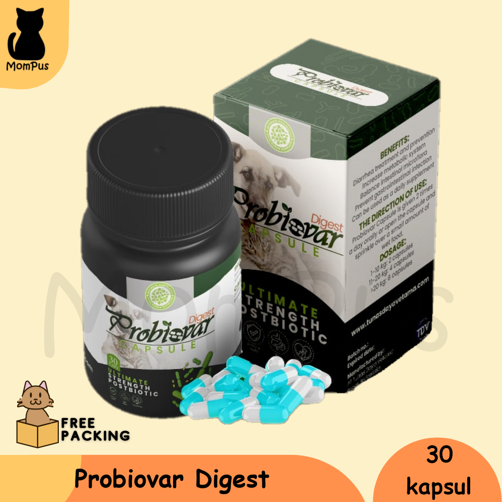 Jual Probiovar Digest 30 Kapsul Obat Probiotik Diare Pencernaan KUCING ...
