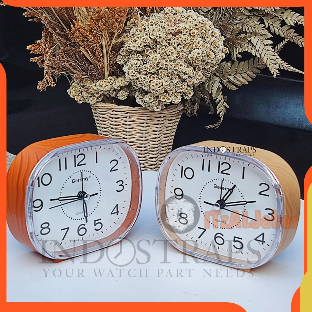 Jual Jam weker jam alaram jam meja motif kayu unik 2020A | Shopee Indonesia