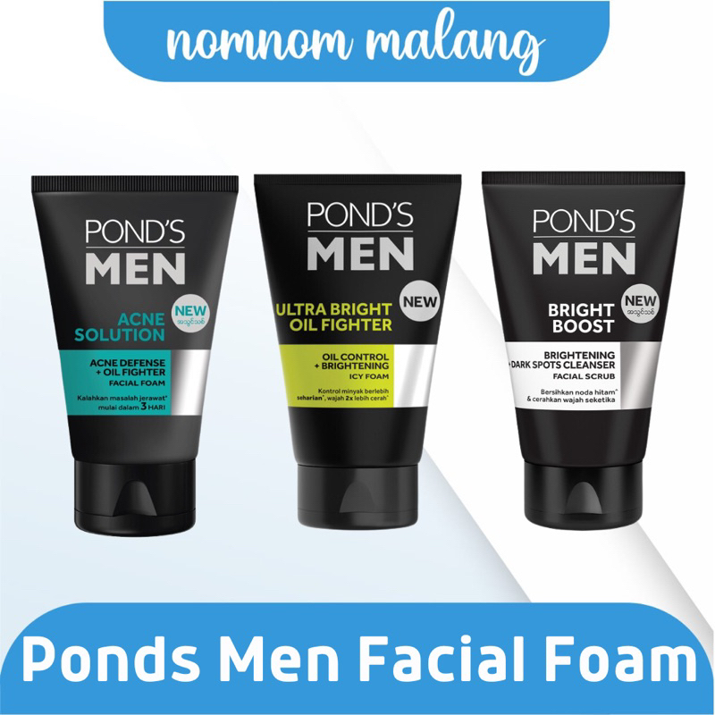 Jual Ponds Men Facial Wash Bright Boost / Acne Solution / Ultra Bright ...