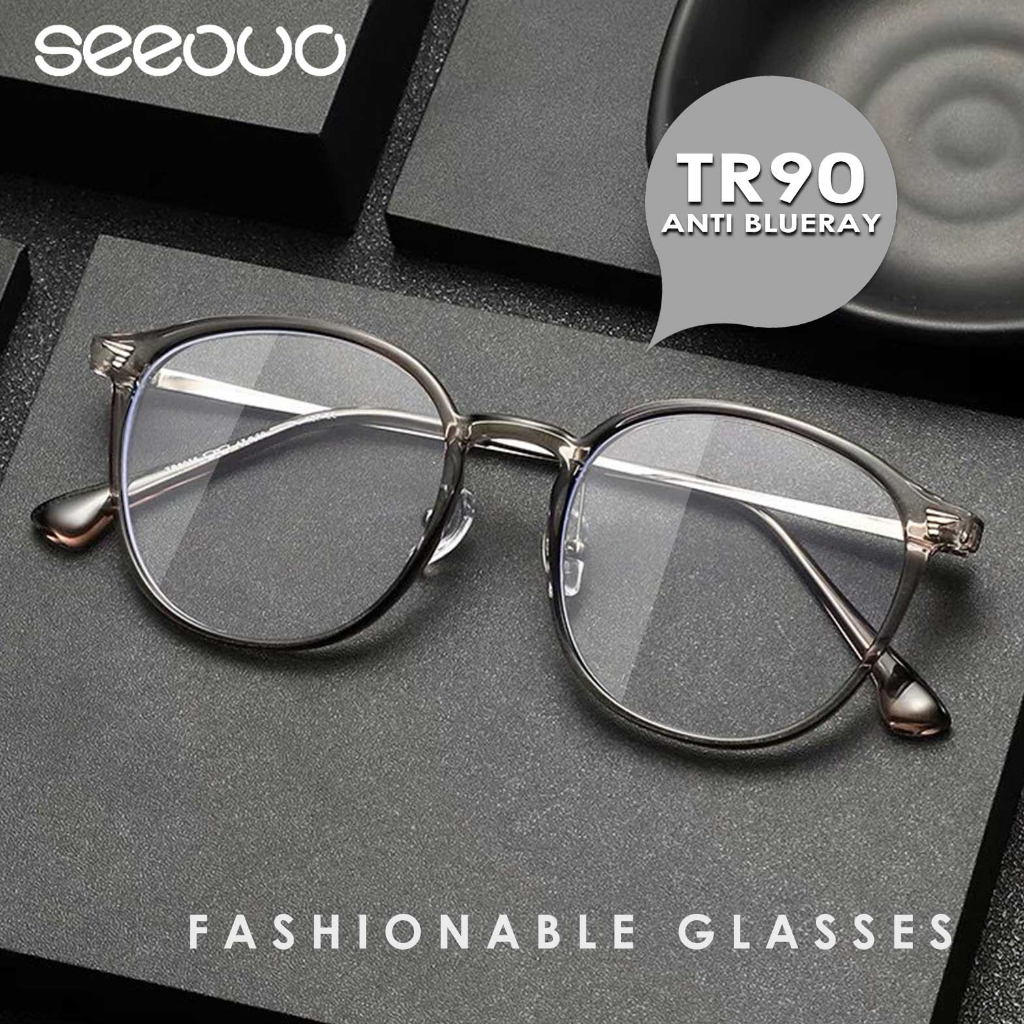 Jual Seeouo Kacamata Antiradiasi Blueray Gadget Oval Pria Wanita Simple TR+Metal Bisa Minus ...