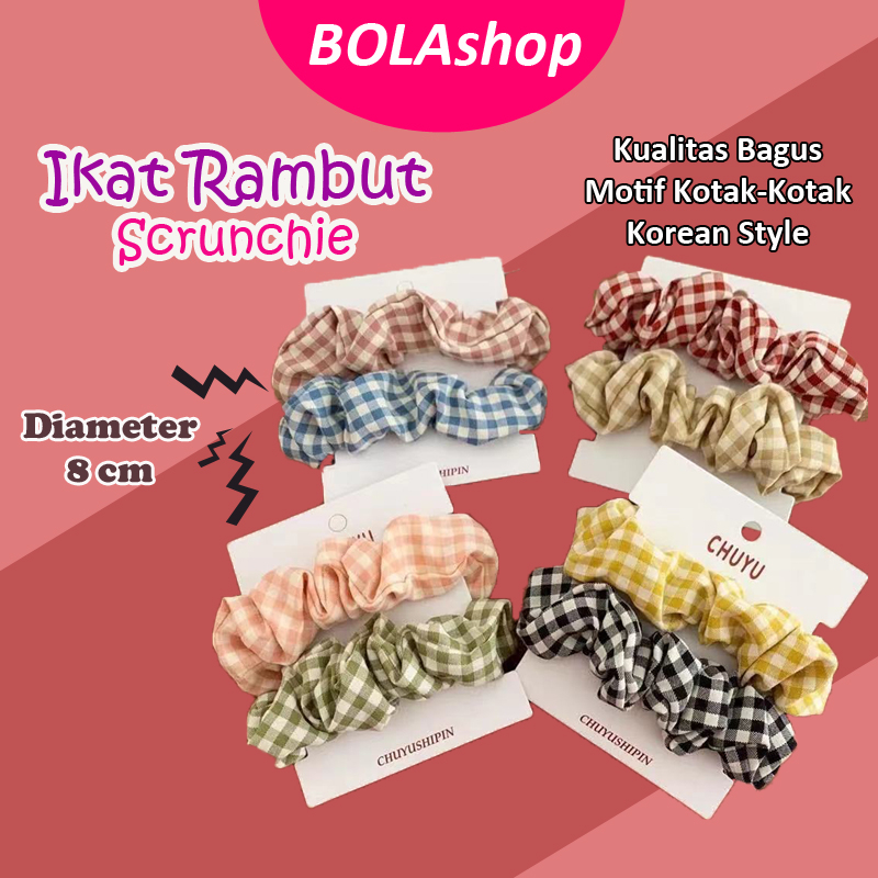Jual Ikat Rambut Scrunchie Kain Karet Wanita Elastis Aksesoris Rambut ...