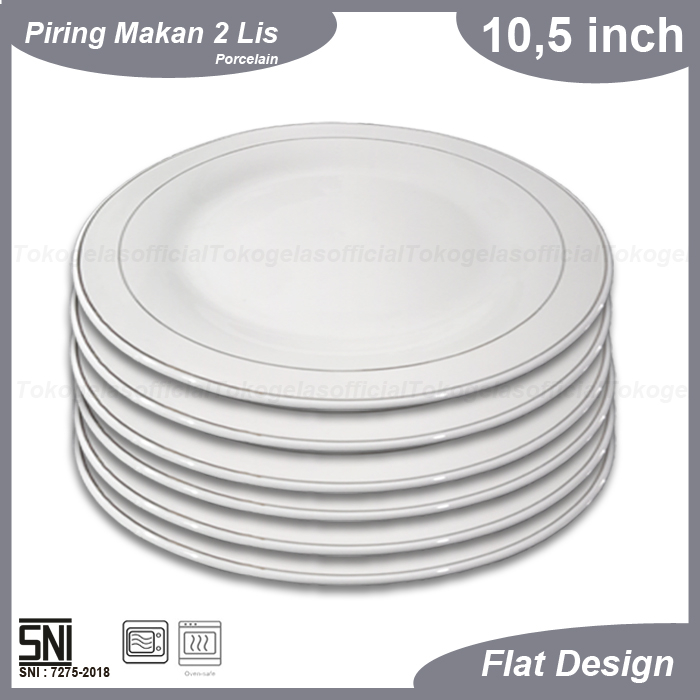Jual 1 SET 6 PCS Piring Makan Porcelain/Piring Lis/Dinner Plate/Piring ...