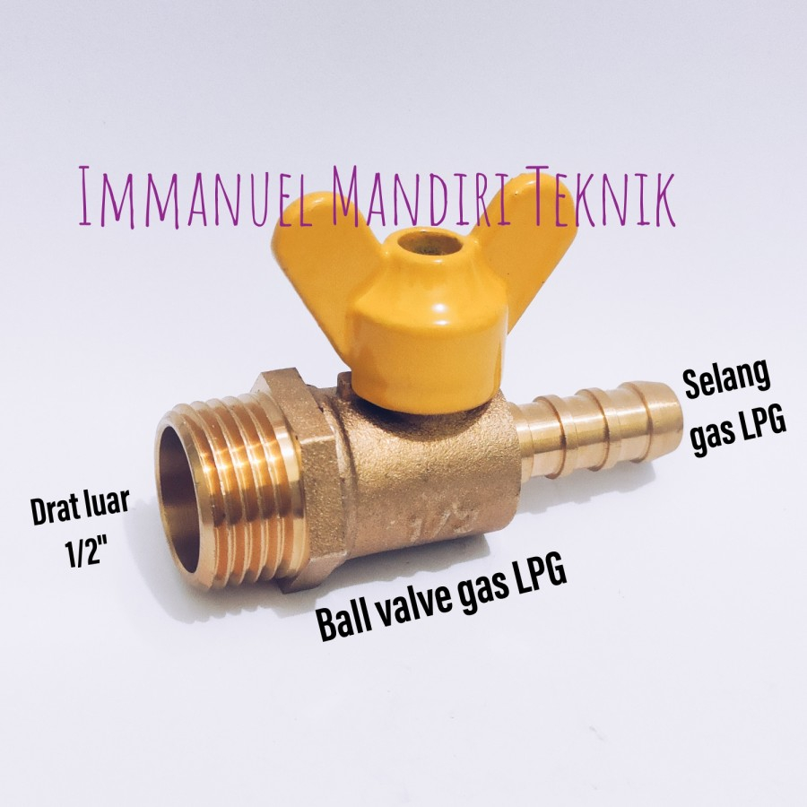 Jual Ball valve gas LPG 1/2 drat luar / Stop kran gas LPG 1/2 heavy duty | Shopee Indonesia