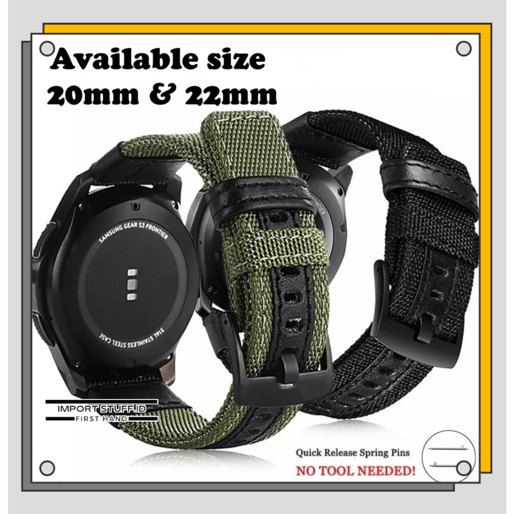 Jual Strap universal 20mm 22mm tali jam kanvas nato kombi kulit nilon ...