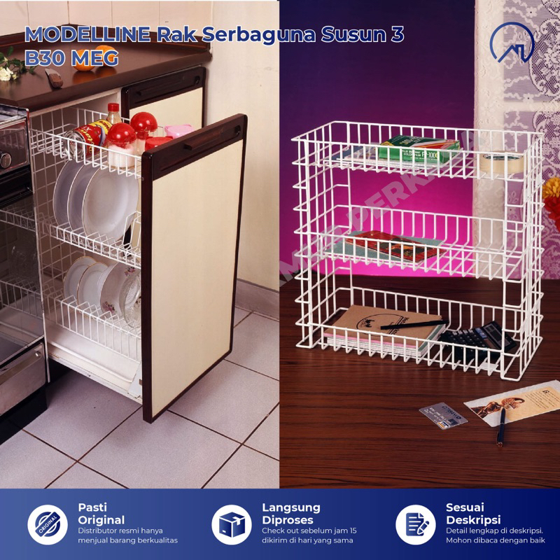 Jual MODELLINE B30MEG / Rak Piring Kitchen Set 3 Susun Serbaguna ...