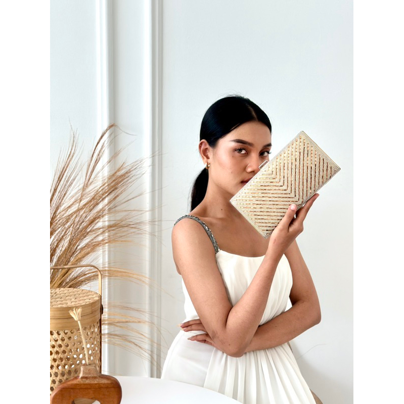 Jual SHMILY Scarlett Stripes Triangle Evening Bag Tas Pesta | Shopee Indonesia