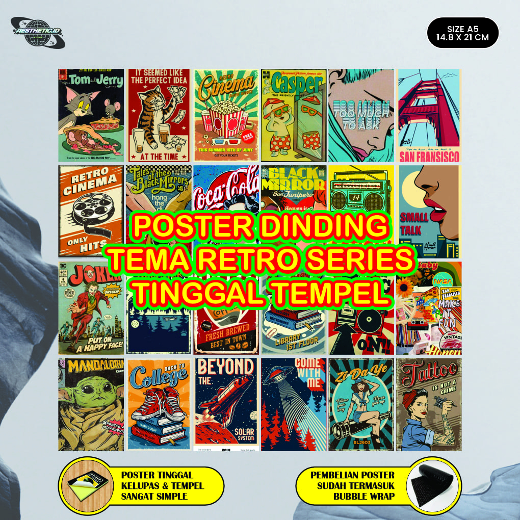 Jual Poster Sticker Dinding Dekorasi Kamar Aesthetic Tema Retro ...