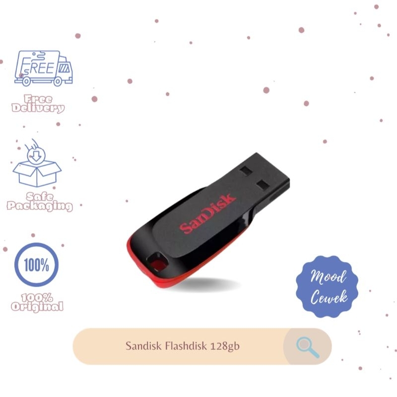 Jual SANDISK FLASHDISK 128GB / USB FLASH 128GB / SANDISK BLADE CZ50 128GB | Shopee Indonesia