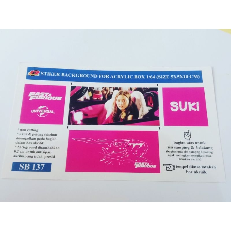 Jual Stiker Background Kotak Akrilik 1/64 SB137 Fast Furious Suki ...
