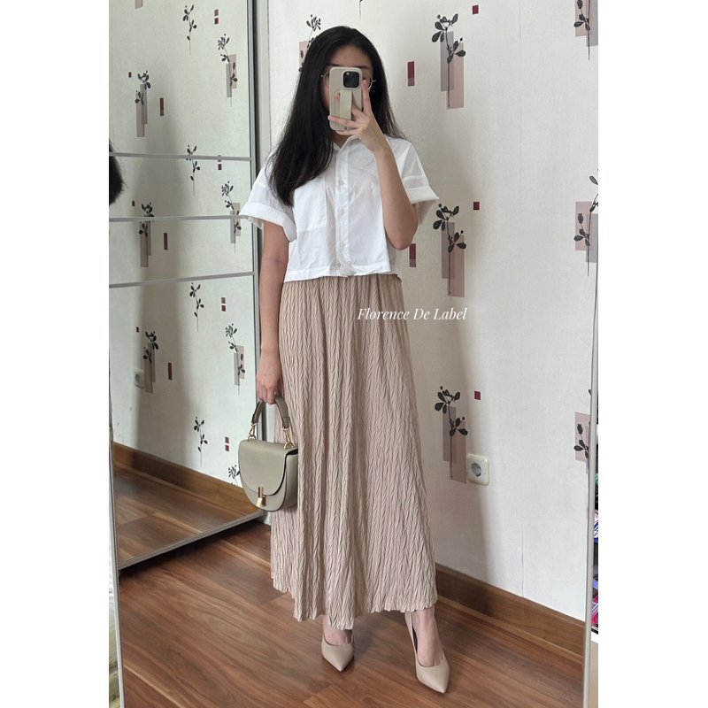Jual ZIGZAG PLEATED SKIRT / Rok plisket panjang padi zigzag | Shopee Indonesia
