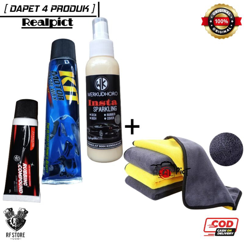 Jual paket Alf rubbing compound 50 gr+ kit motor paste wax Metallic 60 ...