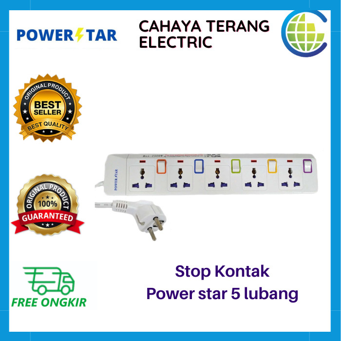 Jual Power Star Stop Kontak 5 lubang Stopkontak Powerstar Universal 3 ...