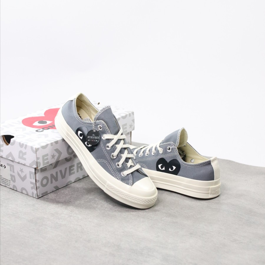 Jual Converse CDG Low Big Heart Steel Grey (100% Authentic) | Shopee ...