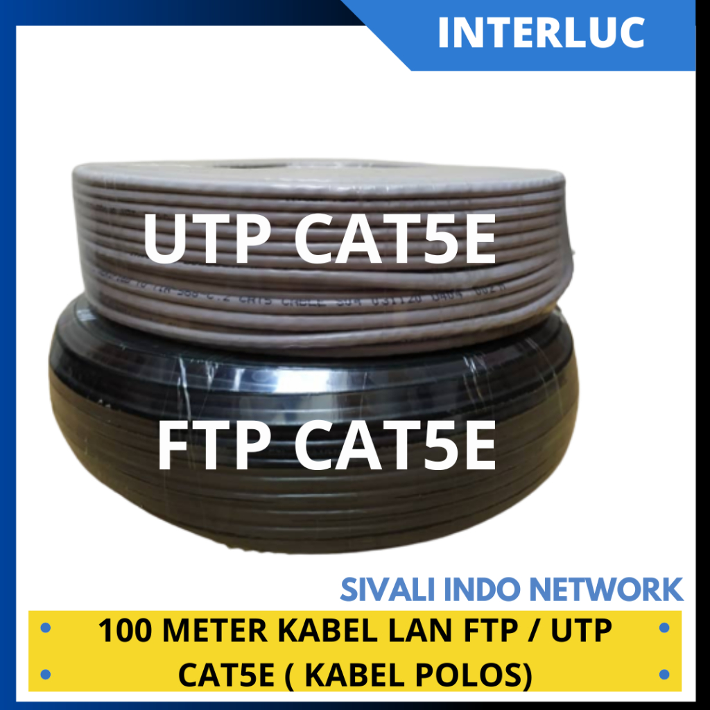 Jual Kabel Lan Interluc 100 Meter Cat 5e FTP OUTDOOR /UTP INDOOR /Tidak ...