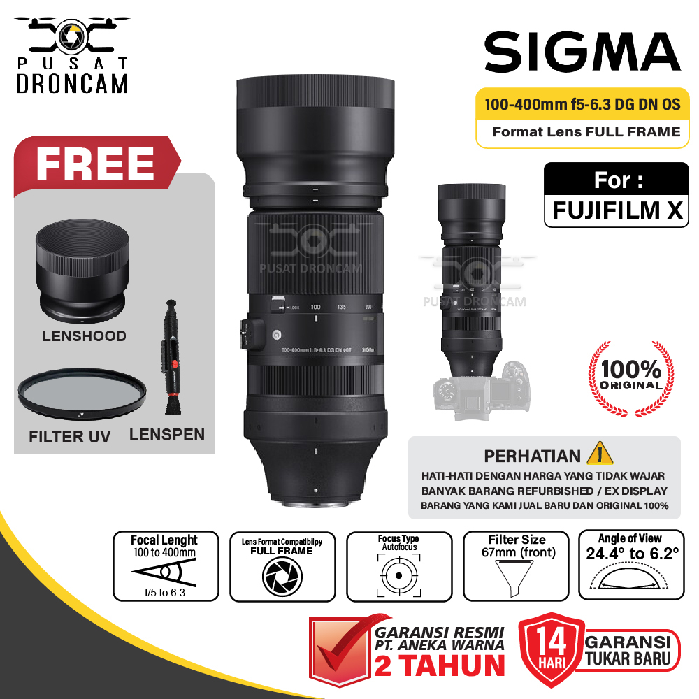 Jual Lensa Sigma 100-400mm f5-6.3 DG DN OS Contemporary Lens Fujifilm X ...
