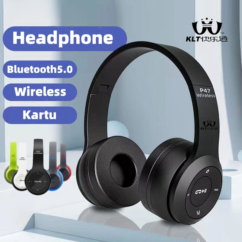 Jual KLT Headphone Bluetooth P47 Headset Wireless Earphone Gaming ...