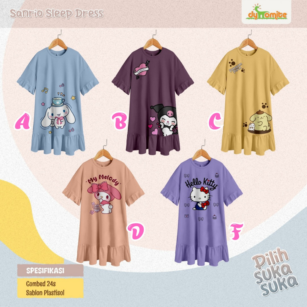 Jual Daster Sanrio Sleep Dress Ready Stock Cinnamonroll Kuromi ...